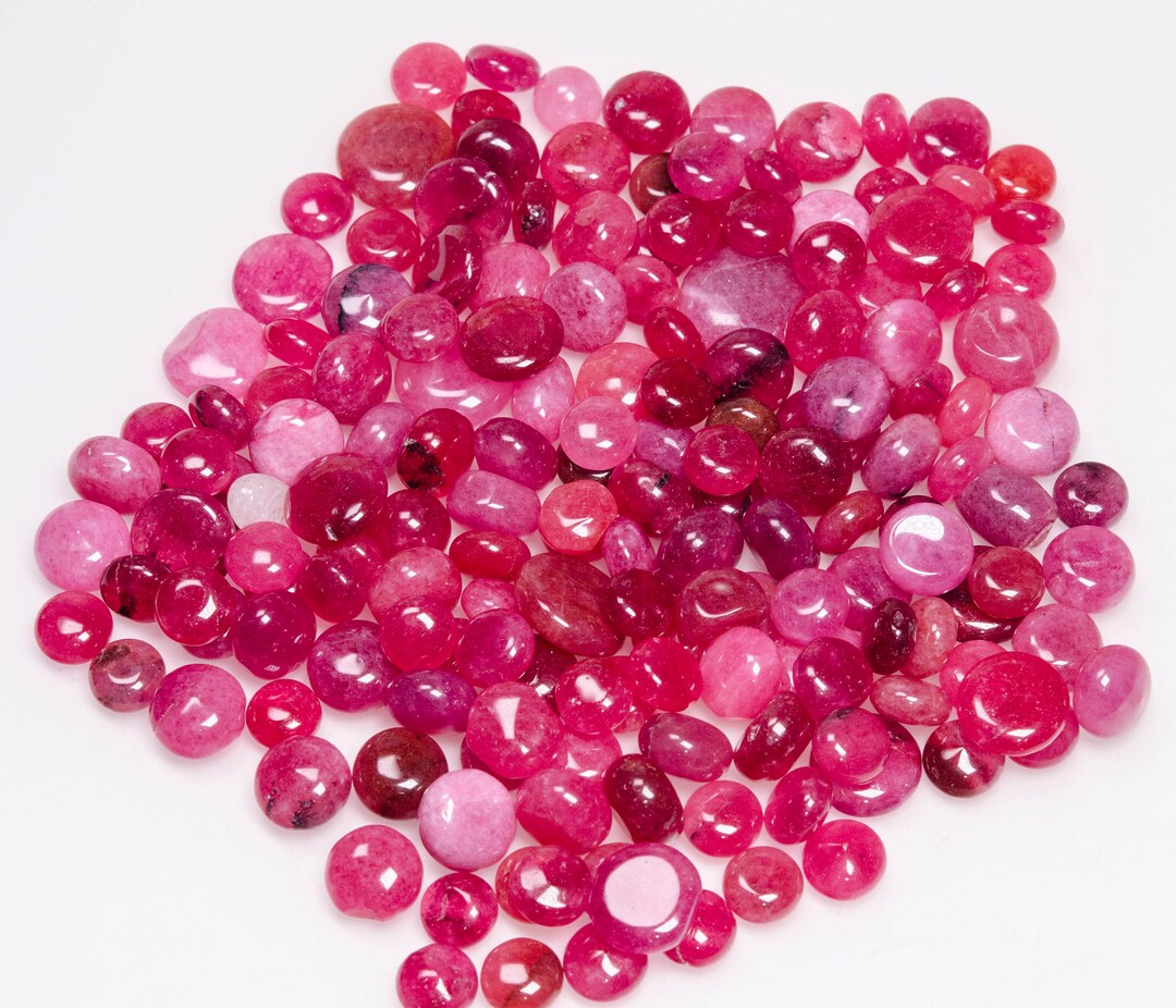 Bulk Lot Hot Pink Dyed Jade Beads Natural Gemstone/tumbled Beads/gift ...
