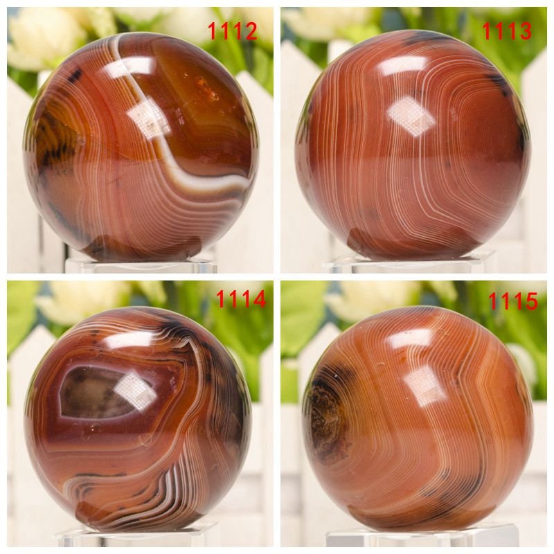 Natural Red Agate Spheresnatural Stripeshealing - Etsy