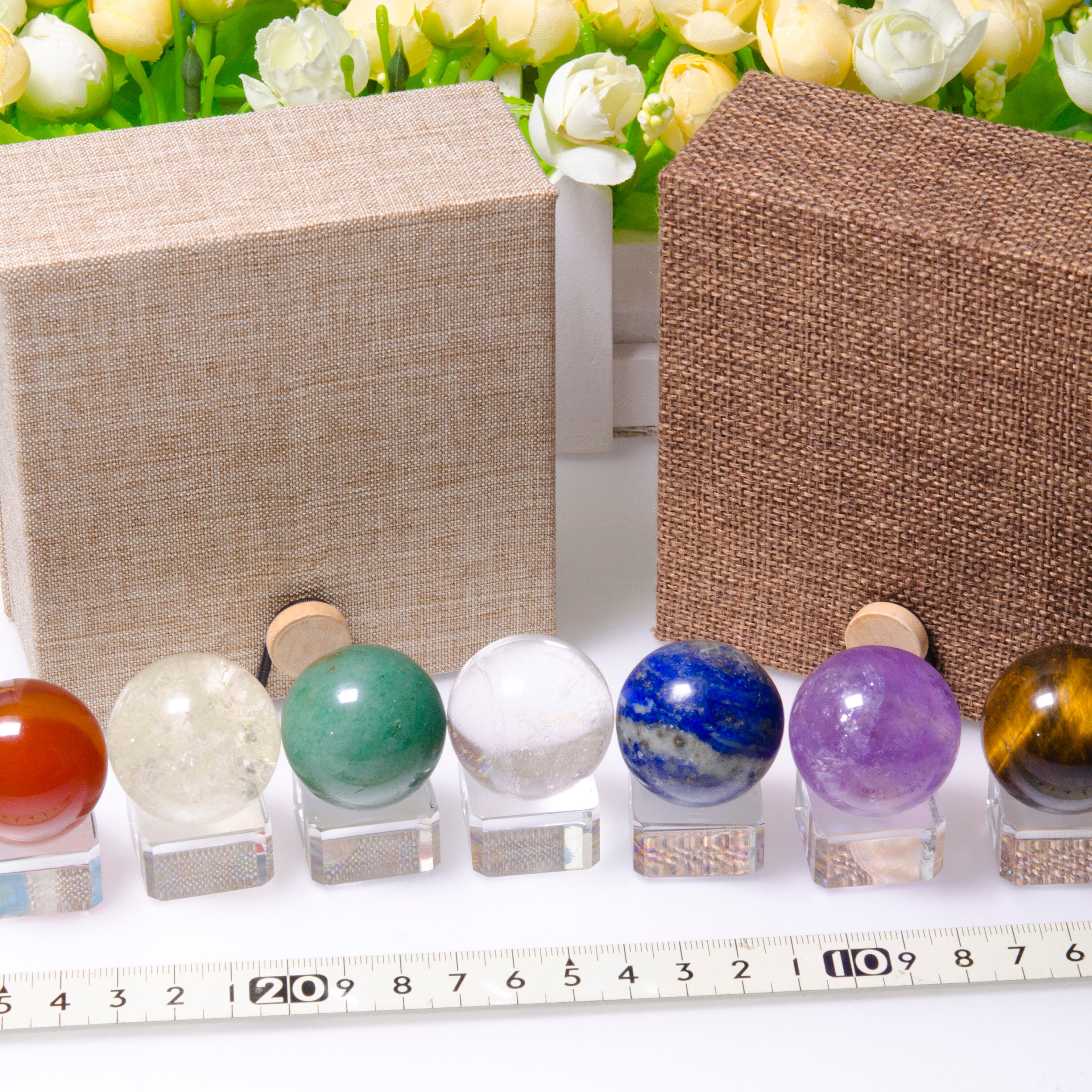 7pcs 30mm Stone Sphere Chakra Set Natural Gemstone/Red | Etsy