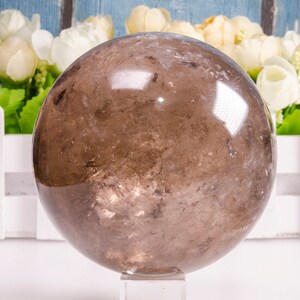 86 Mm Rare LARGE Smoky Sphere Clear Quartz Ball Natural Crystal ...