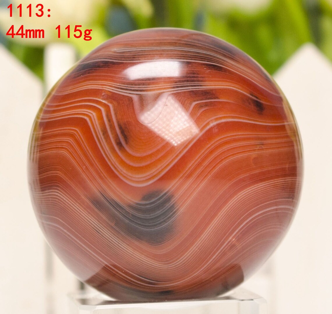 Natural Red Agate Spheresnatural Stripeshealing - Etsy