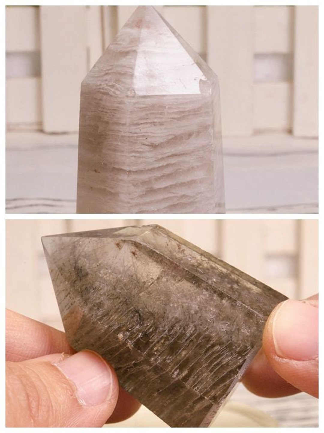 Natural Milk Phantom Quartz Point and Browness Thousand Layer Crystal ...