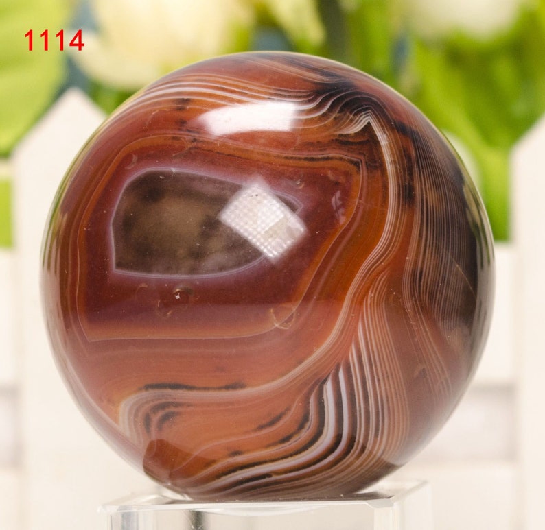 Natural Red Agate Spheresnatural Stripeshealing - Etsy