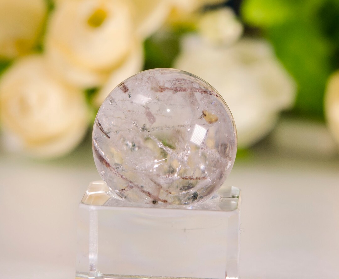 20 Mm Clear Phantom Quartz Sphere Polished Clear Garden Crystal Chakra ...