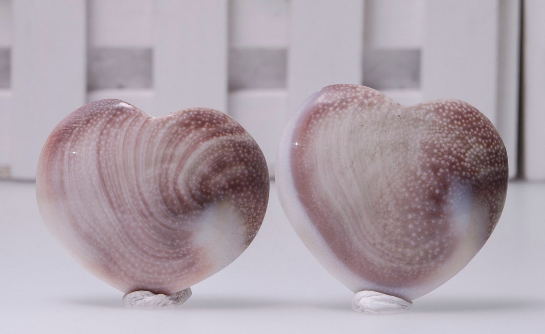 A Couple of Ocean Stone Heart Beautiful Natural Gemstone Love Stone ...