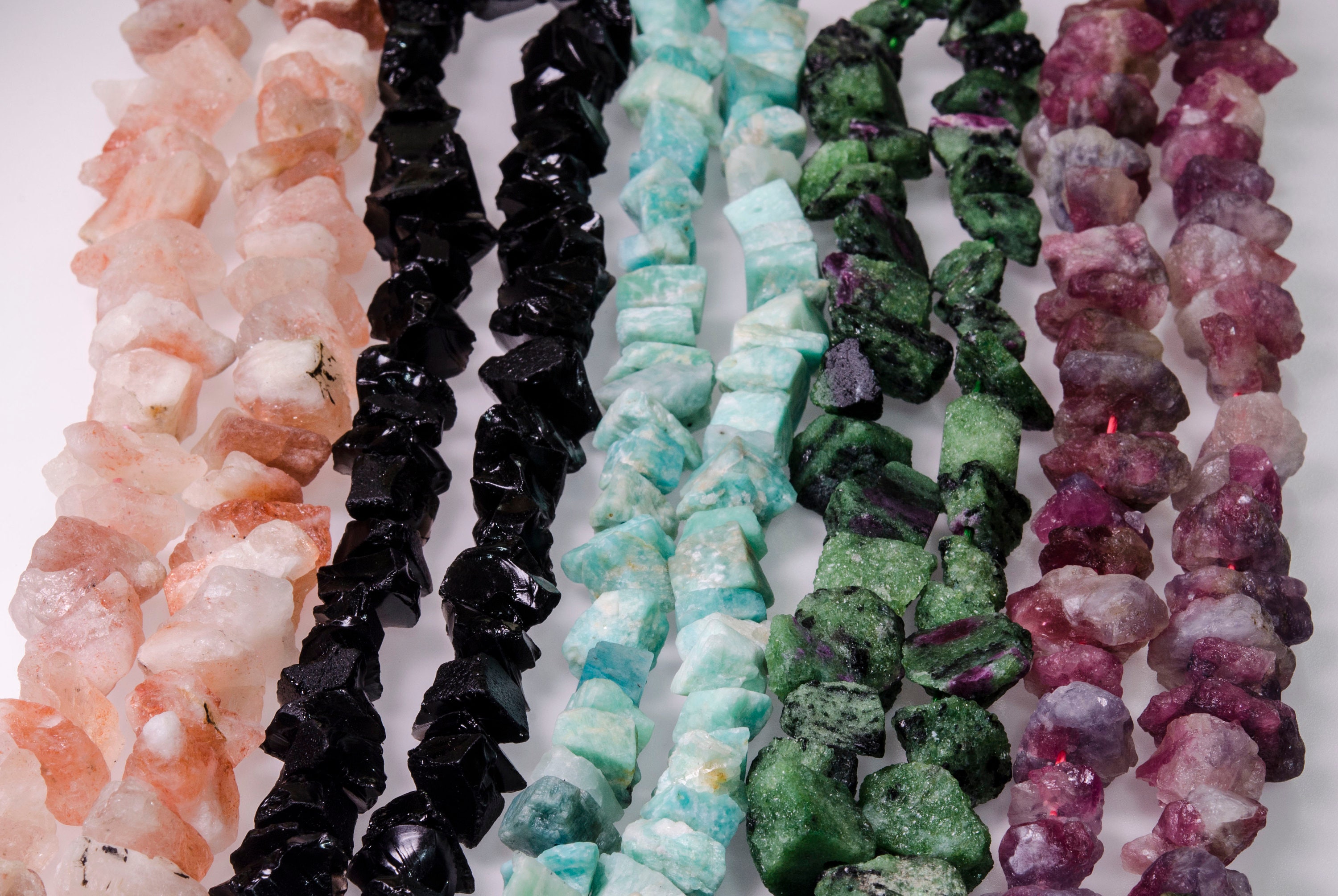 Raw Rough Natural Stone Loose Beads Center Drilled Crystal Healing ...