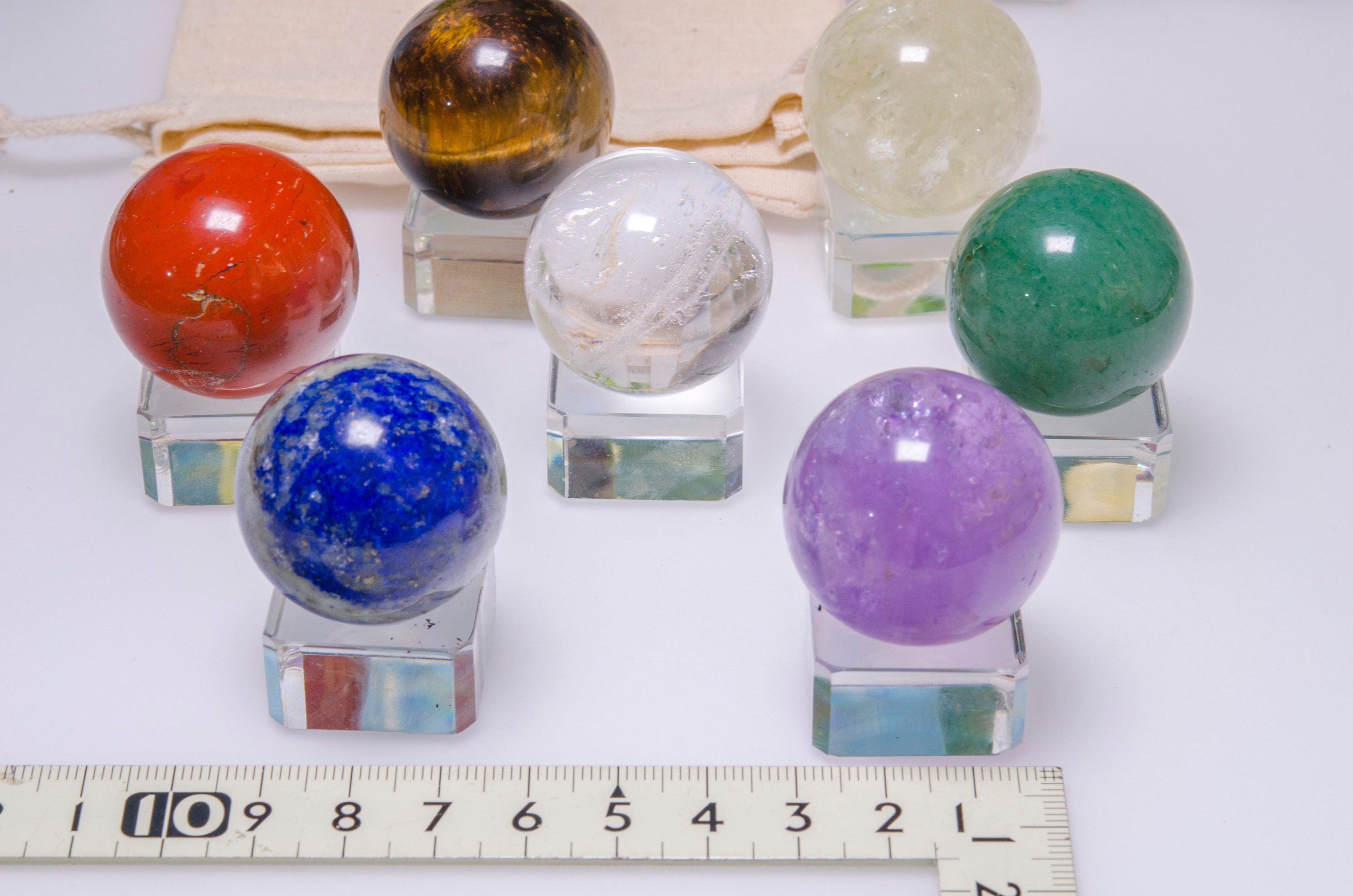 7pcs 30mm Stone Sphere Chakra Set Natural Gemstone/Red | Etsy