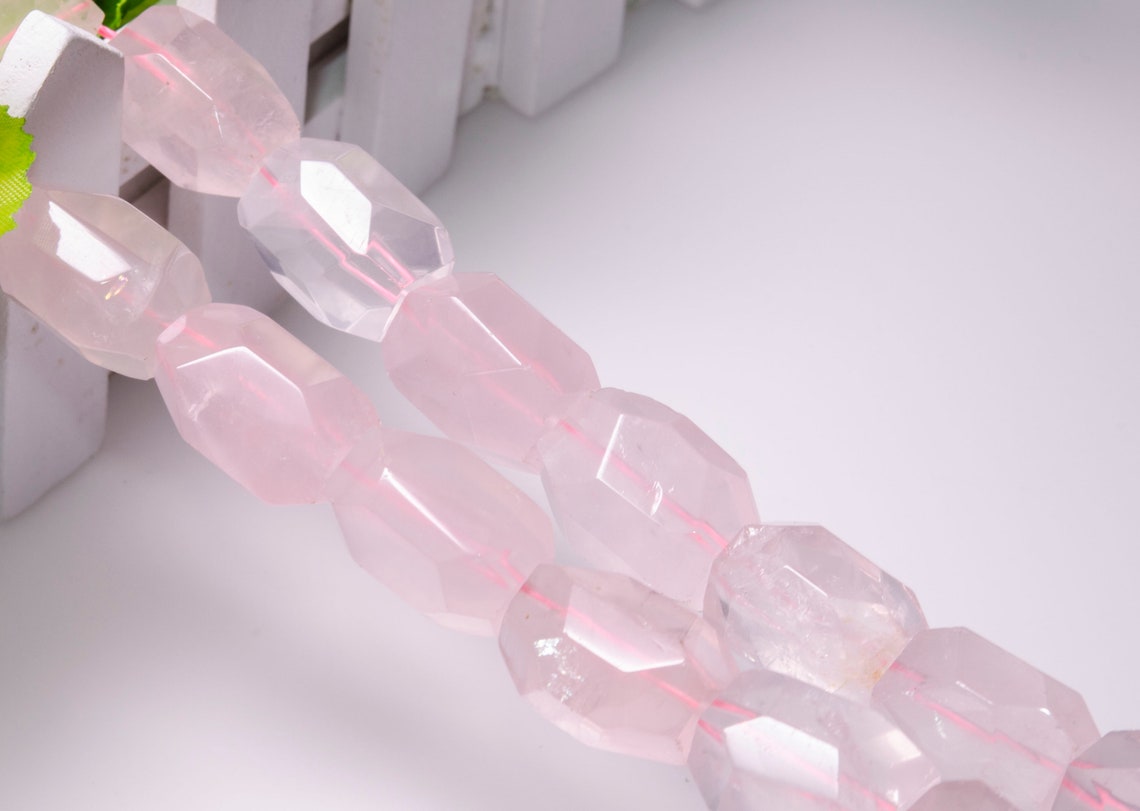 Wholesale Rose Quartz Natural Stone Cuboid Faceted Nugget | Etsy