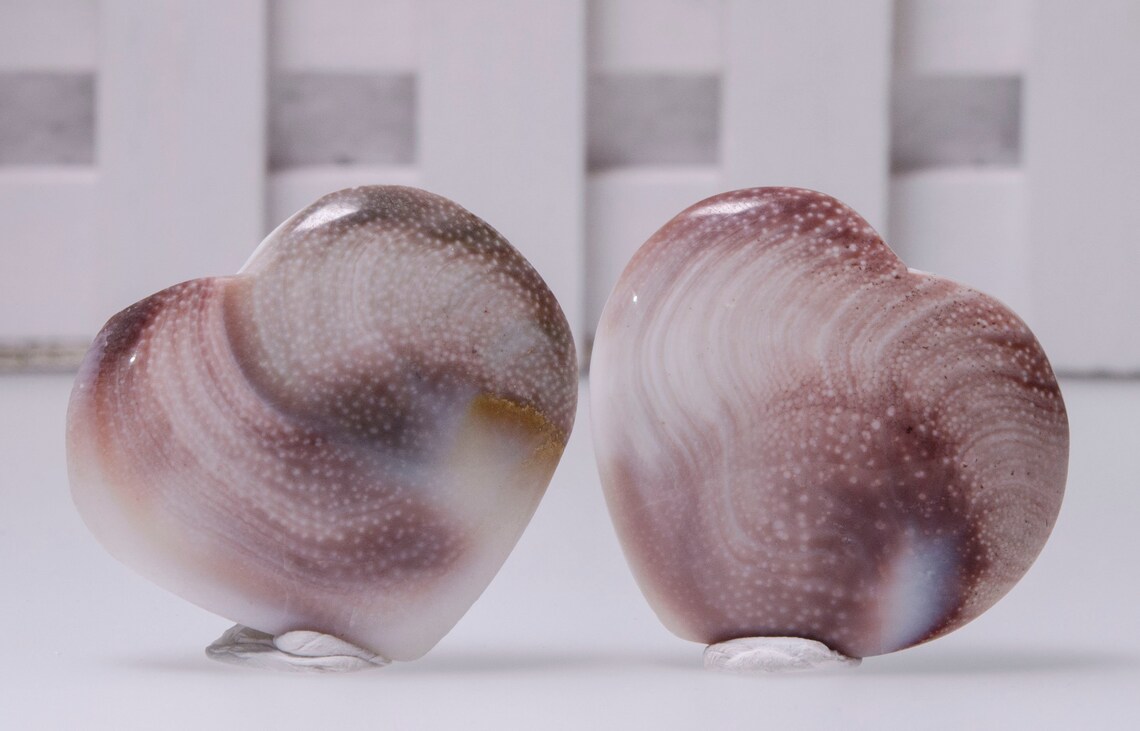 A Couple of Ocean Stone Heart Beautiful Natural Gemstone Love - Etsy