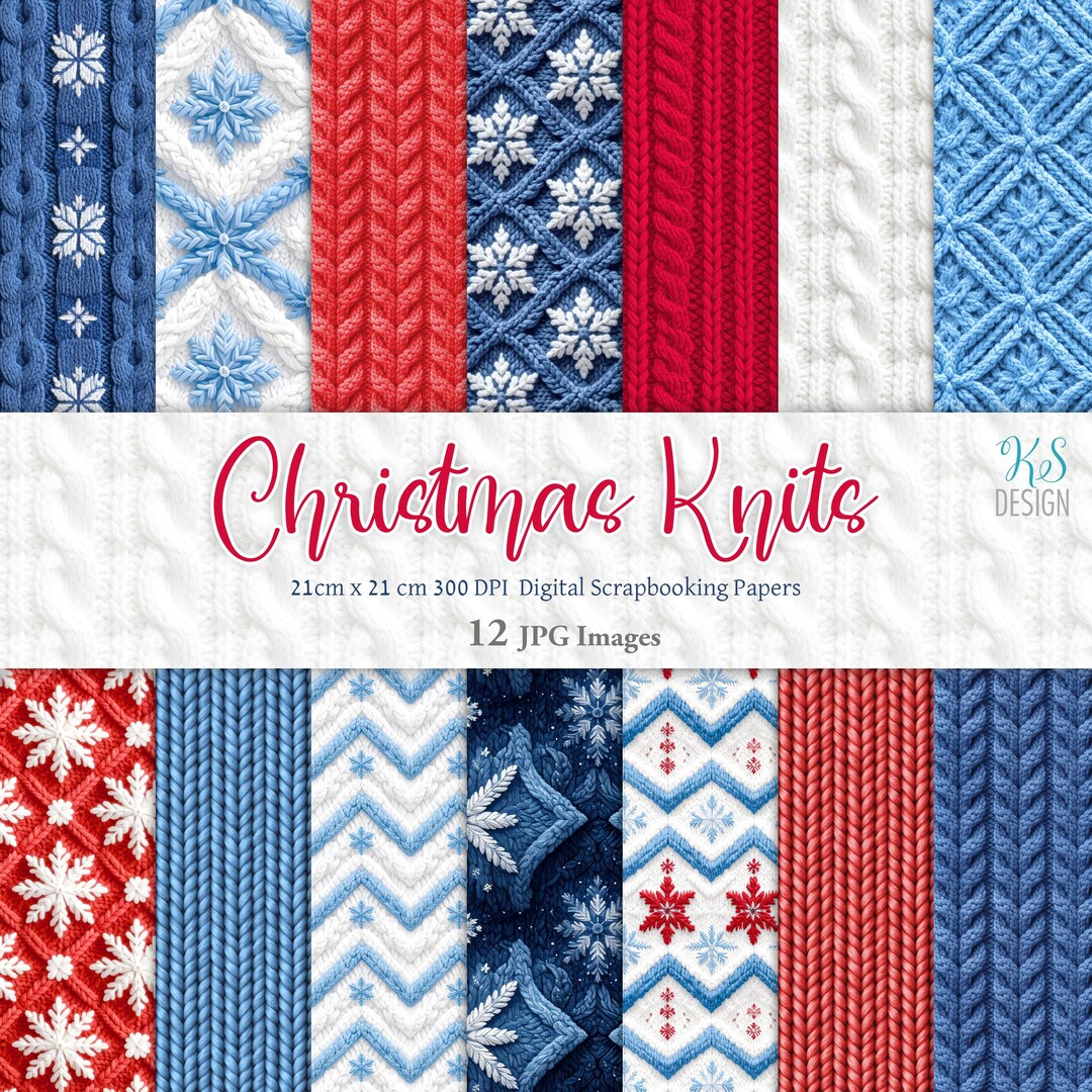 Christmas Sweaters - Knitting Wool Digital Scrapbooking Papers ...