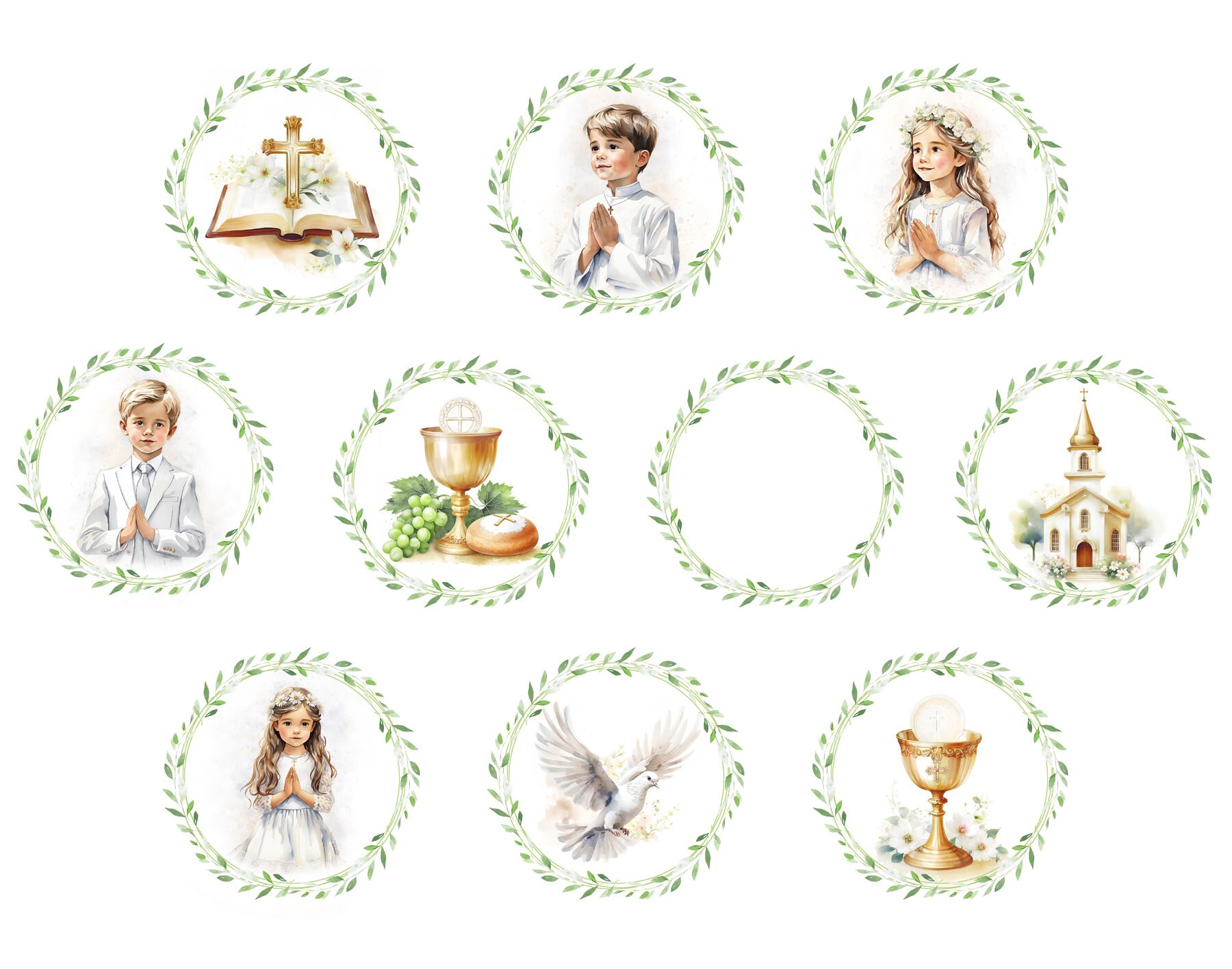 Watercolor First Communion Printable Graphics - Etsy