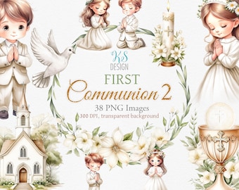 Watercolor First Communion Printable Graphics - Etsy