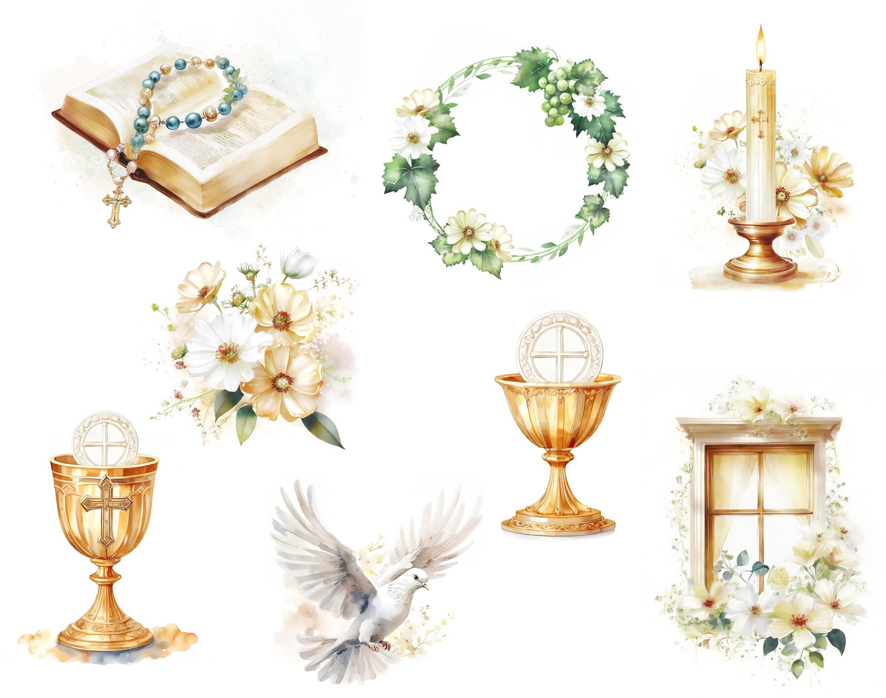 Watercolor First Communion Printable Graphics - Etsy