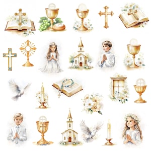 Watercolor First Communion Printable Graphics - Etsy