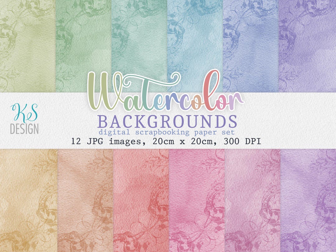 12 Watercolor Backgrounds Printable Digital Paper Set, Digital ...