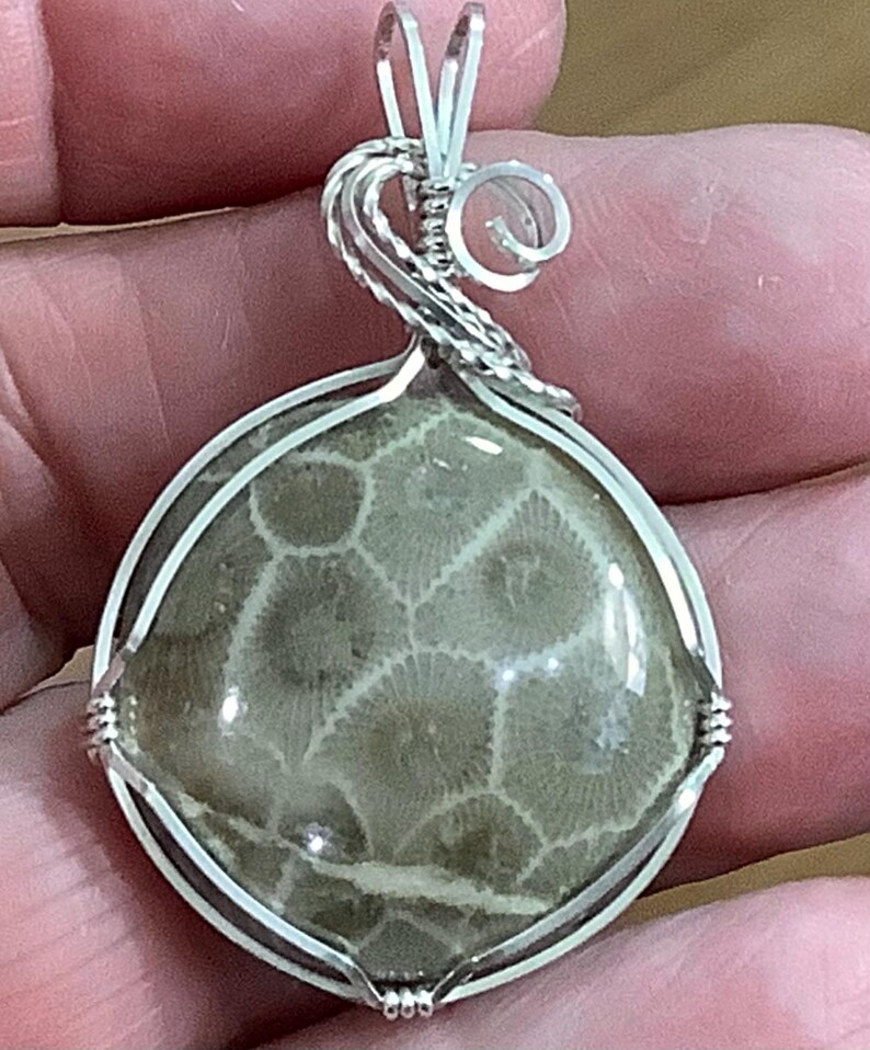 Small Well-defined Fossilized Coral Petoskey Stone Pendant. Michigan ...