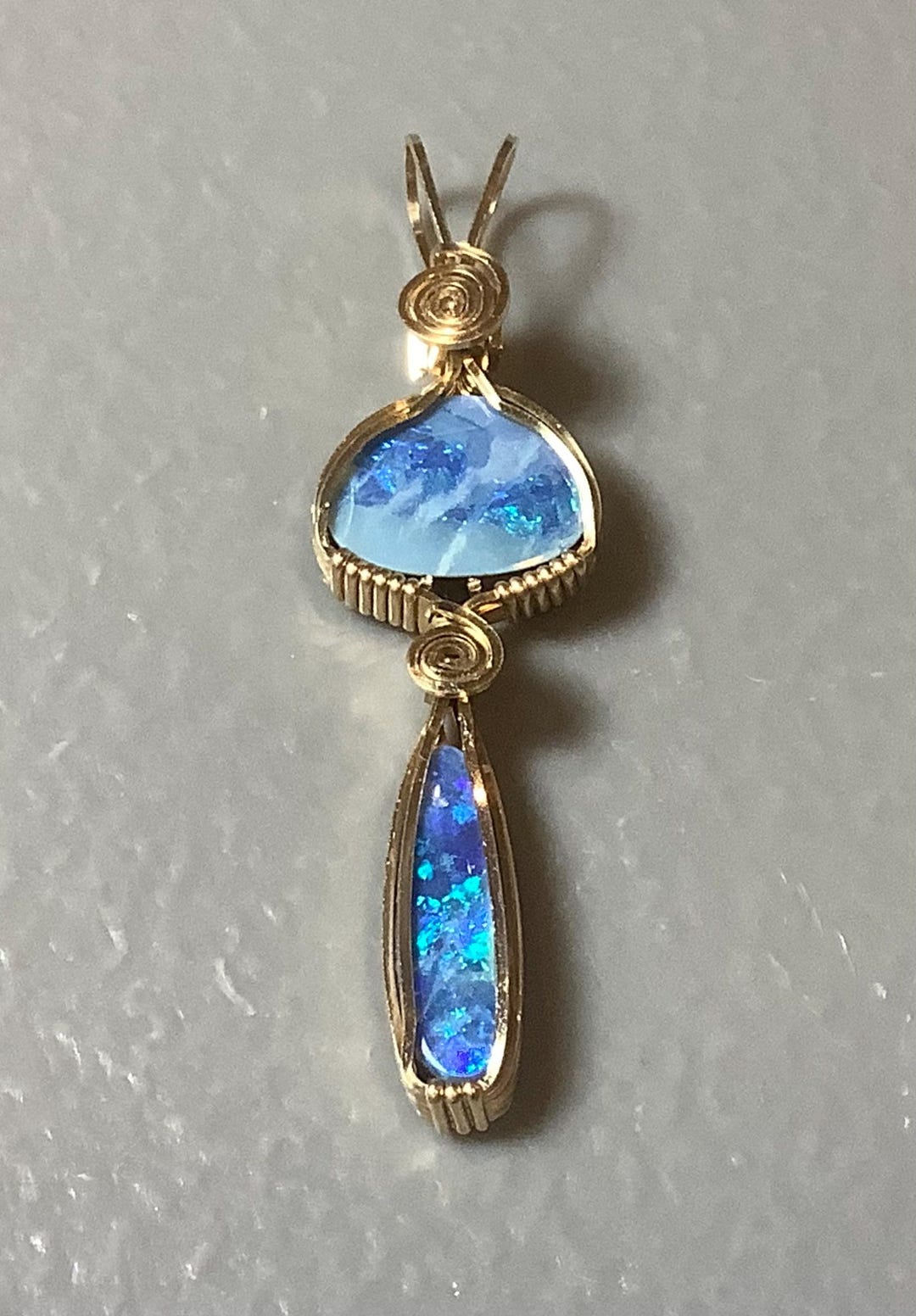 Loaded Flashy Fiery Australian Boulder Opal Mini Double Pendant. Light ...