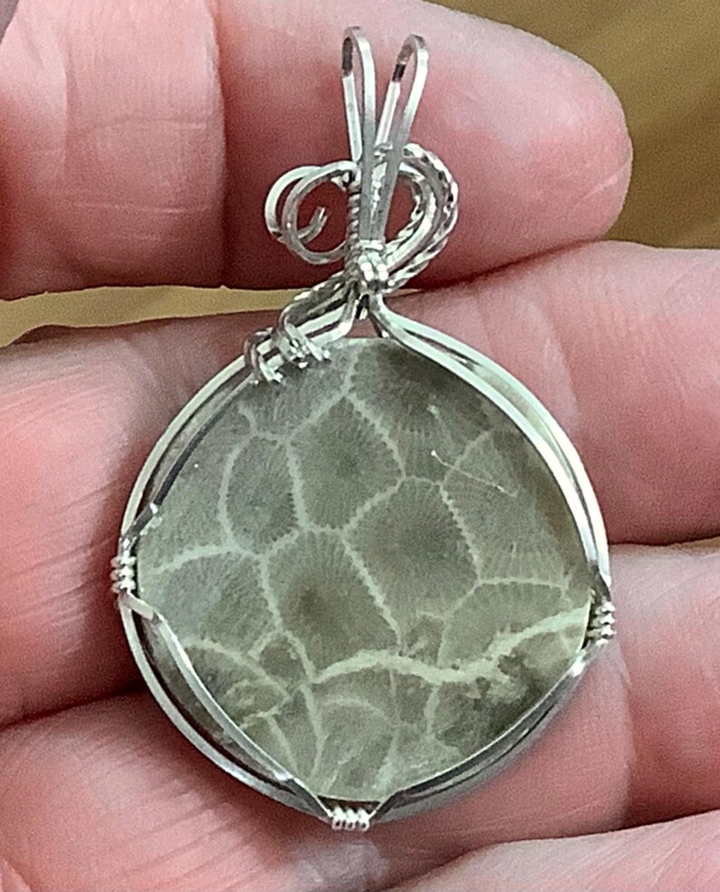 Small Well-defined Fossilized Coral Petoskey Stone Pendant. Michigan ...