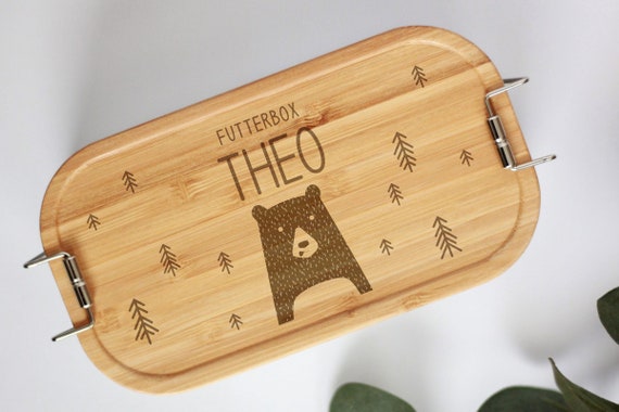 Lunch Box With Name on Bamboo Lid Food Box - Etsy