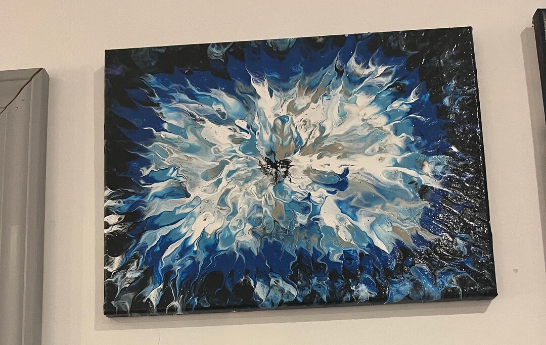 12” X 16” Pour Painting - Icy Bloom - Etsy