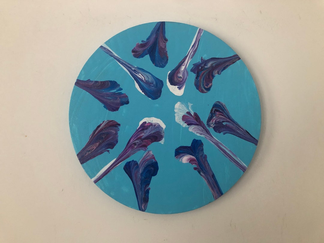 String Pull on Round Canvas - Violets - Etsy