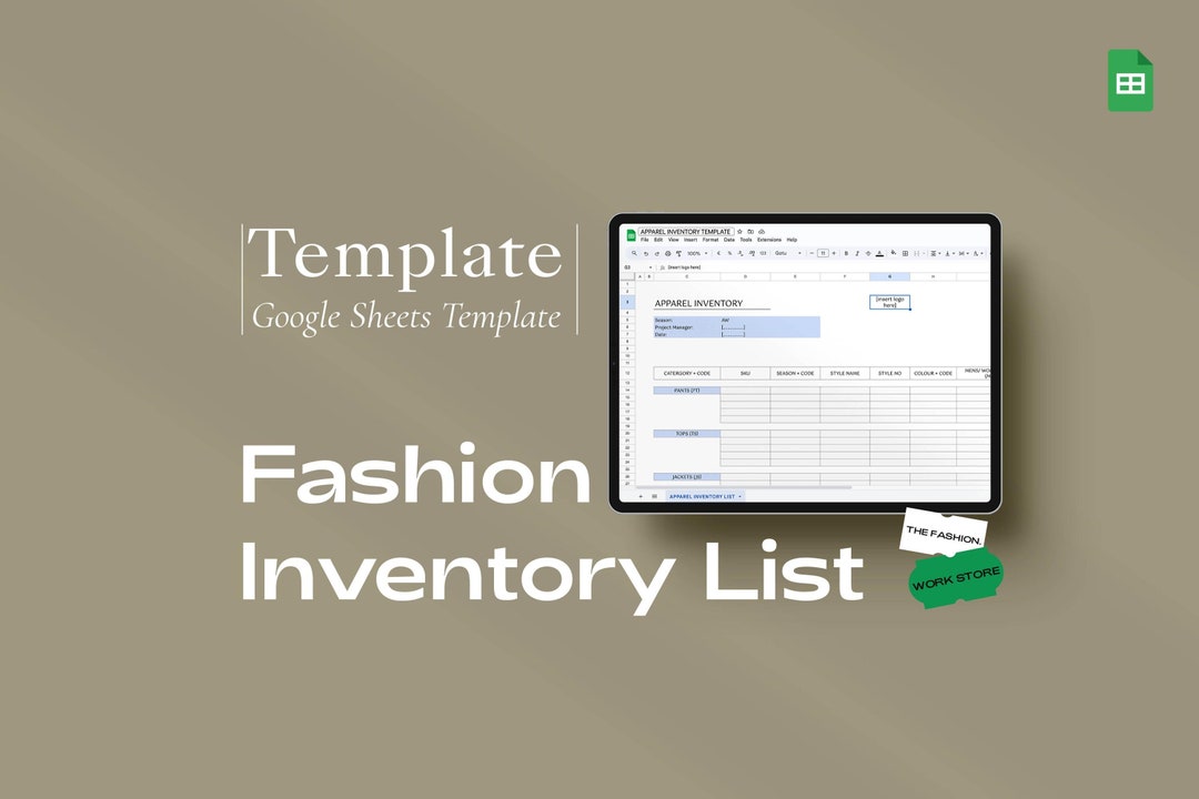 Apparel Inventory Google Sheets Template - Etsy