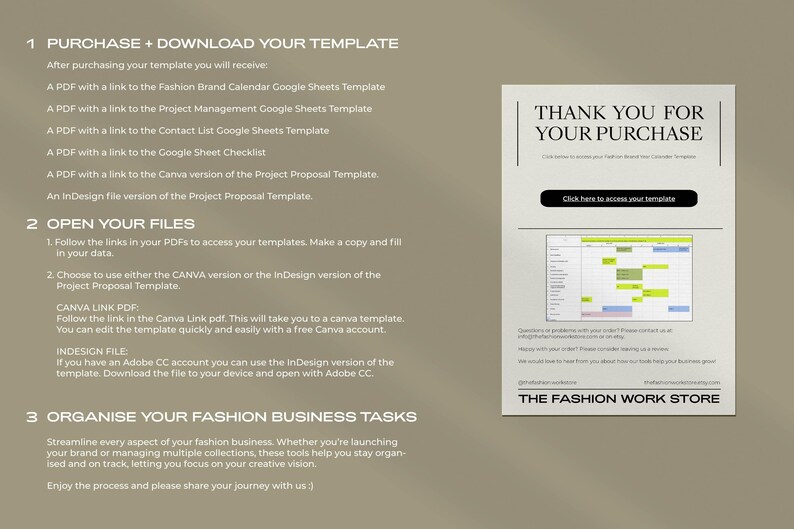 Fashion Brand Project Management Template Bundle: Calendar, Tracker ...