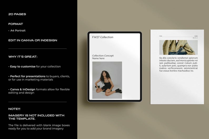 Fashion Lookbook Template – Canva & Indesign - Etsy