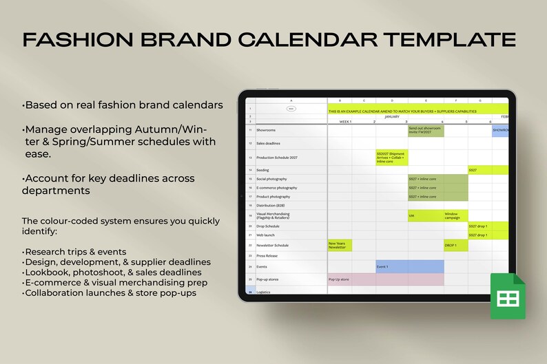 Fashion Brand Project Management Template Bundle: Calendar, Tracker ...