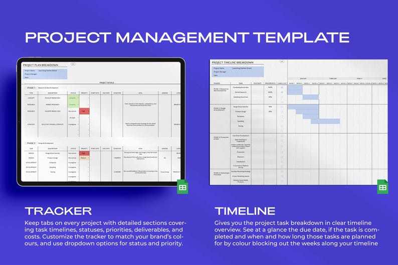 Fashion Brand Project Management Template Bundle: Calendar, Tracker ...