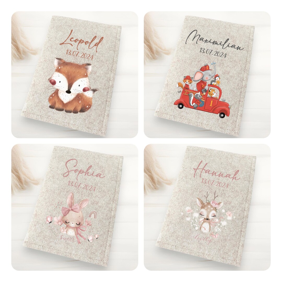 Personalized Felt Child Health Record Book Cover With Name • Fox, Fire ...