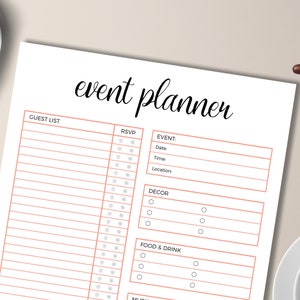 Event Planner Page Instant Download Printable A4 8.5x11 | Etsy