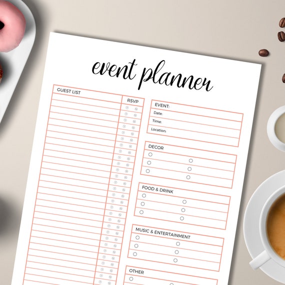 Event Planner Page Instant Download Printable A4 8.5x11 | Etsy