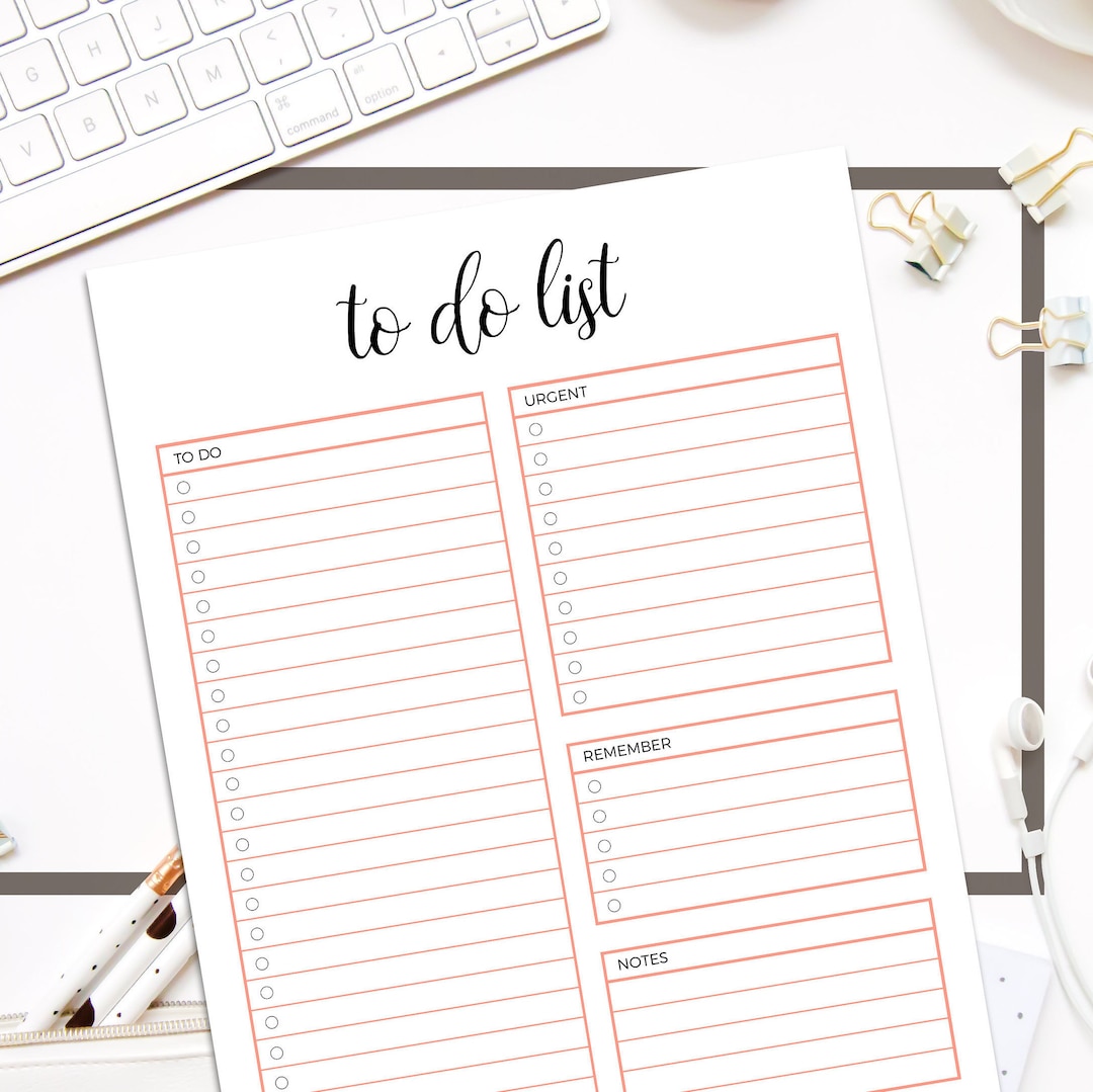 To Do List Sectioned Planner Page - Instant Download Printable, A4 8 ...