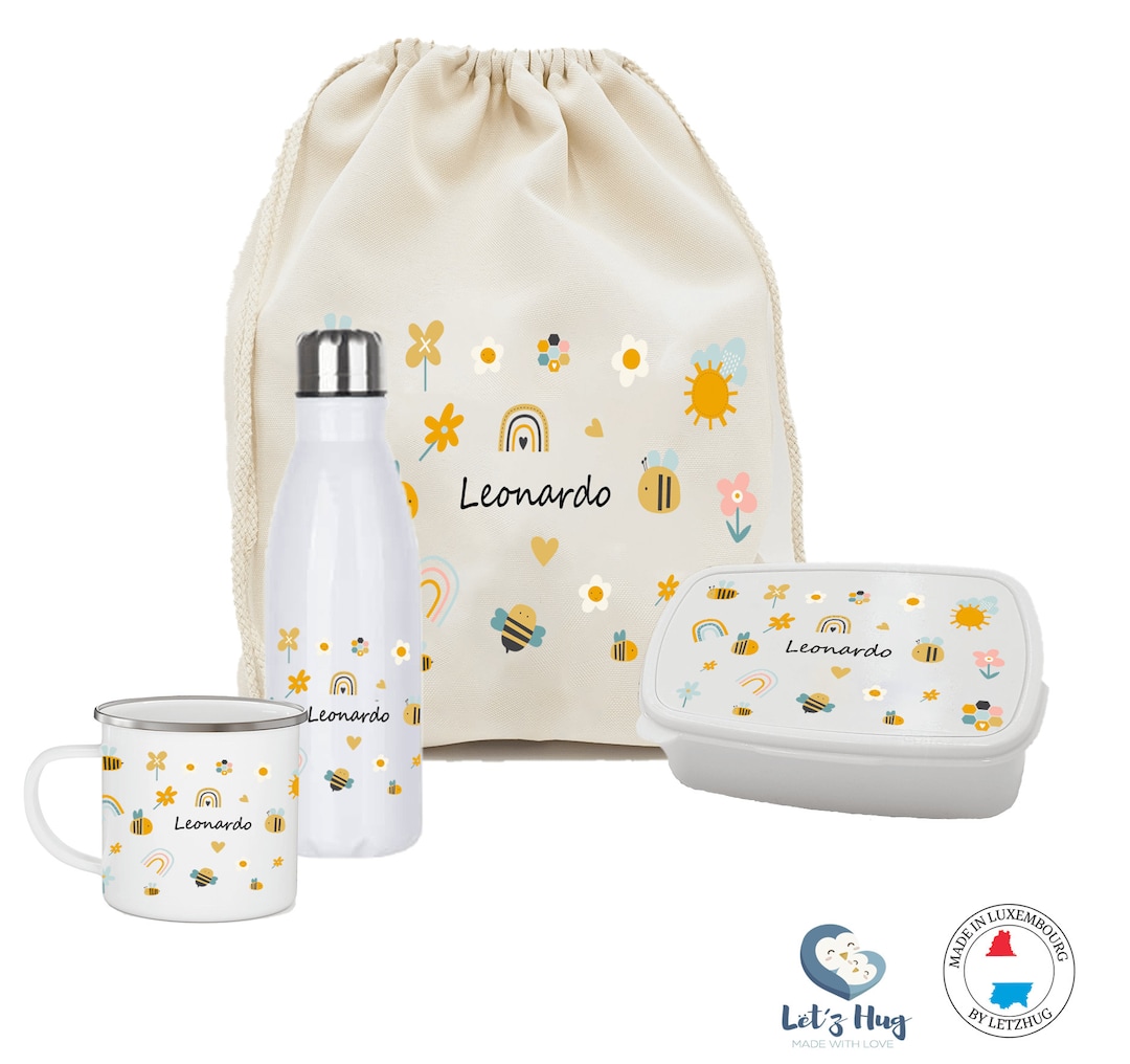 BEES Personalized Back-to-school Children's Kit, Water Bottle and Snack ...