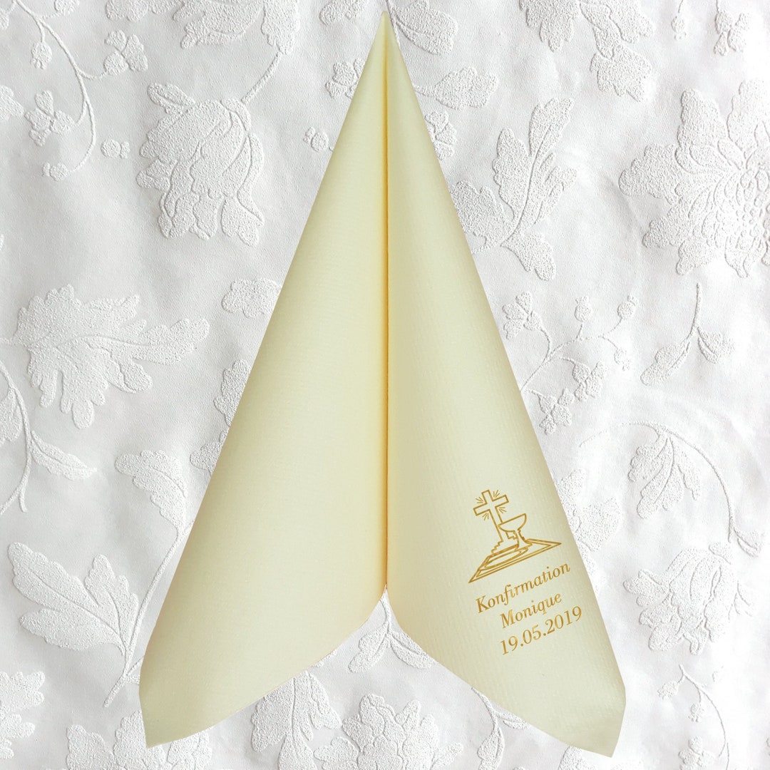 50 Napkins Printed With Names Date and Motif for Confirmation - Etsy