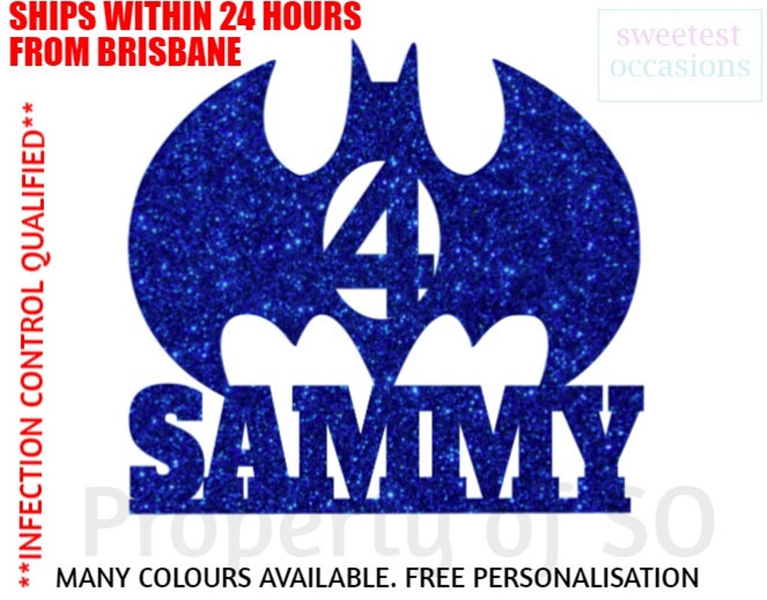 BATMAN Birthday Cake Topper or Any Occasion Glitter Metallic Colourful ...
