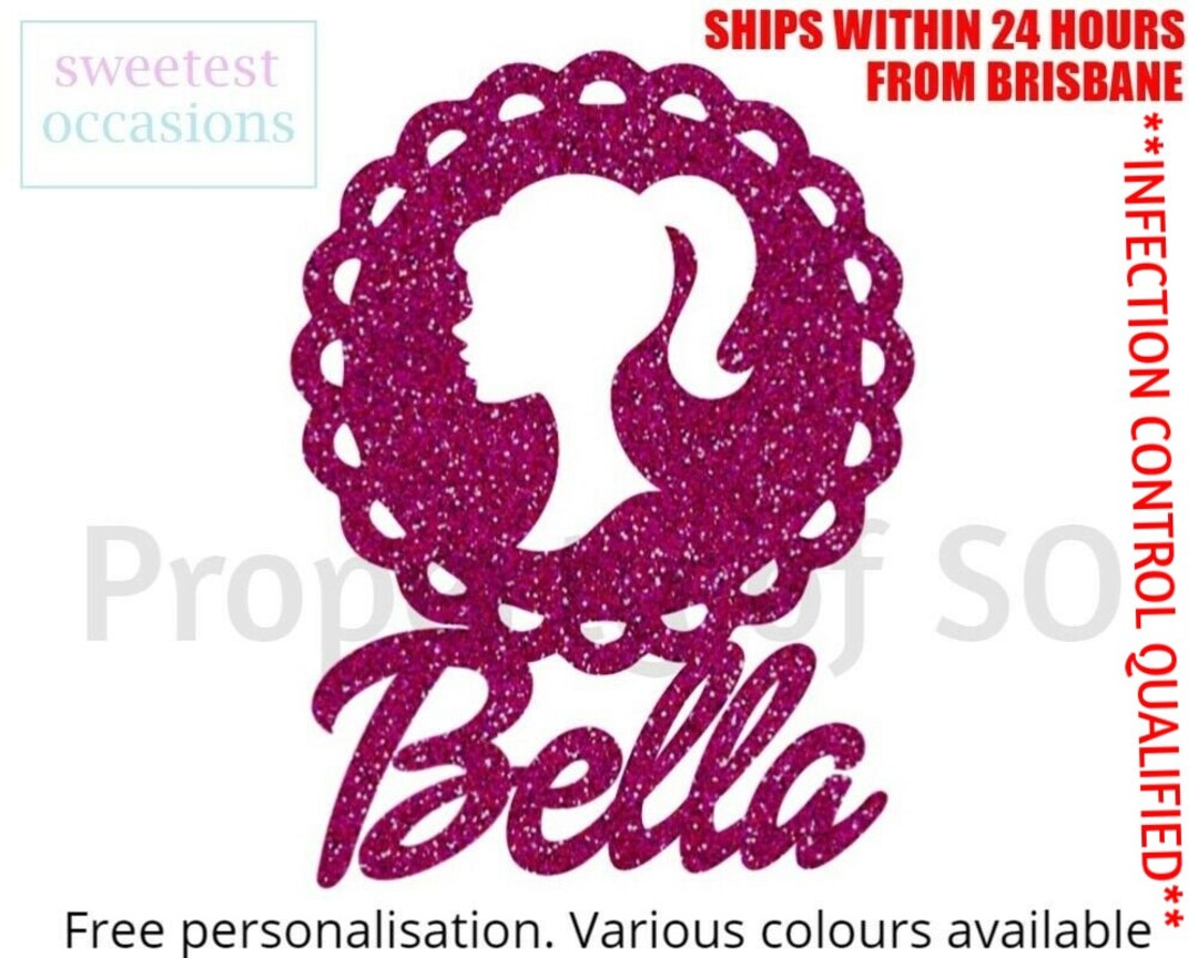 BARBIE DOLL Cake Topper Glitter Metallic Colourful must Read Full ...