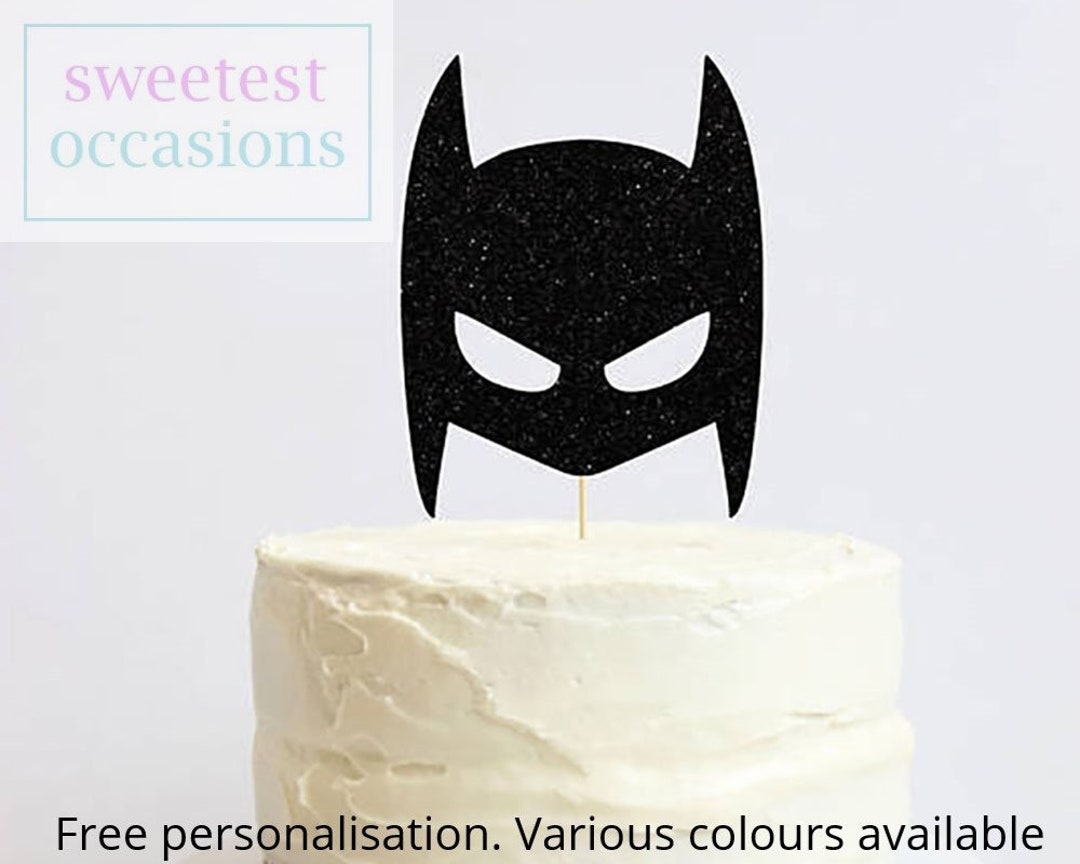 BATMAN MASK Birthday Cake Topper or Any Occasion Glitter Metallic ...