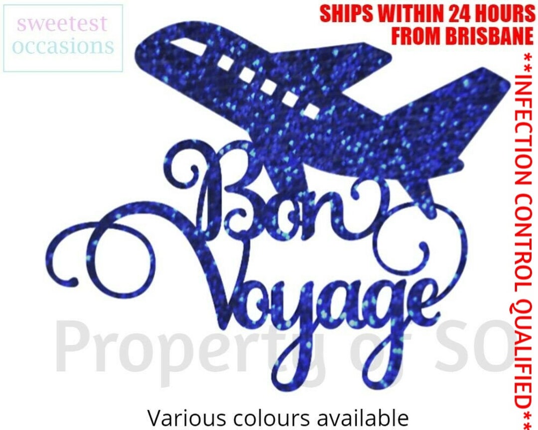 AIRPLANE BON VOYAGE Birthday Cake Topper or Any Occasion Glitter ...