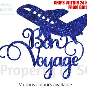 AIRPLANE BON VOYAGE Birthday Cake Topper or Any Occasion Glitter ...