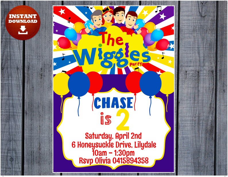 THE WIGGLES Invitation. Bright Cool Cute. You Edit Immediate - Etsy
