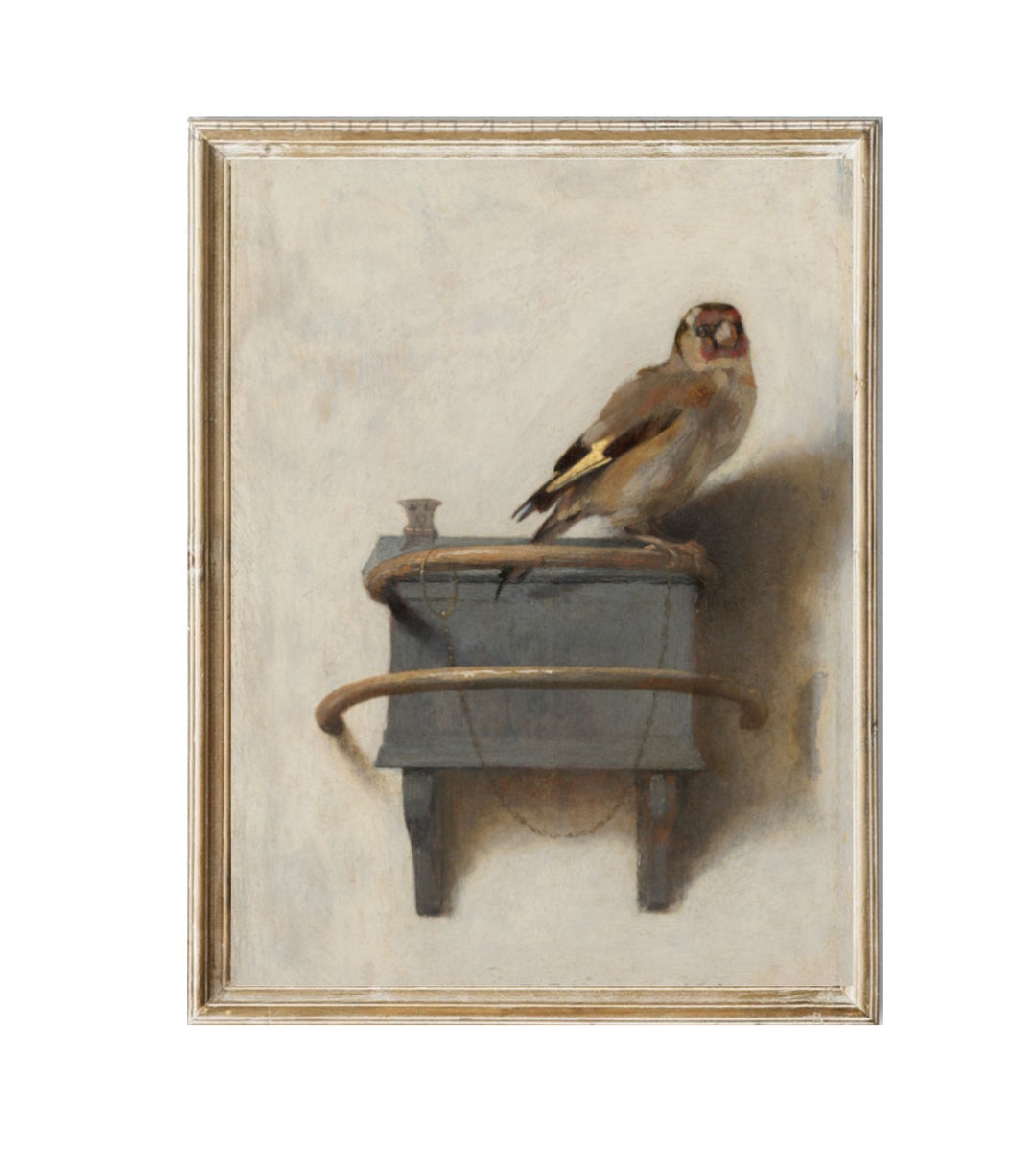 Goldfinch Painting Vintage Cottage Decor Farmhouse Wallart Digital ...