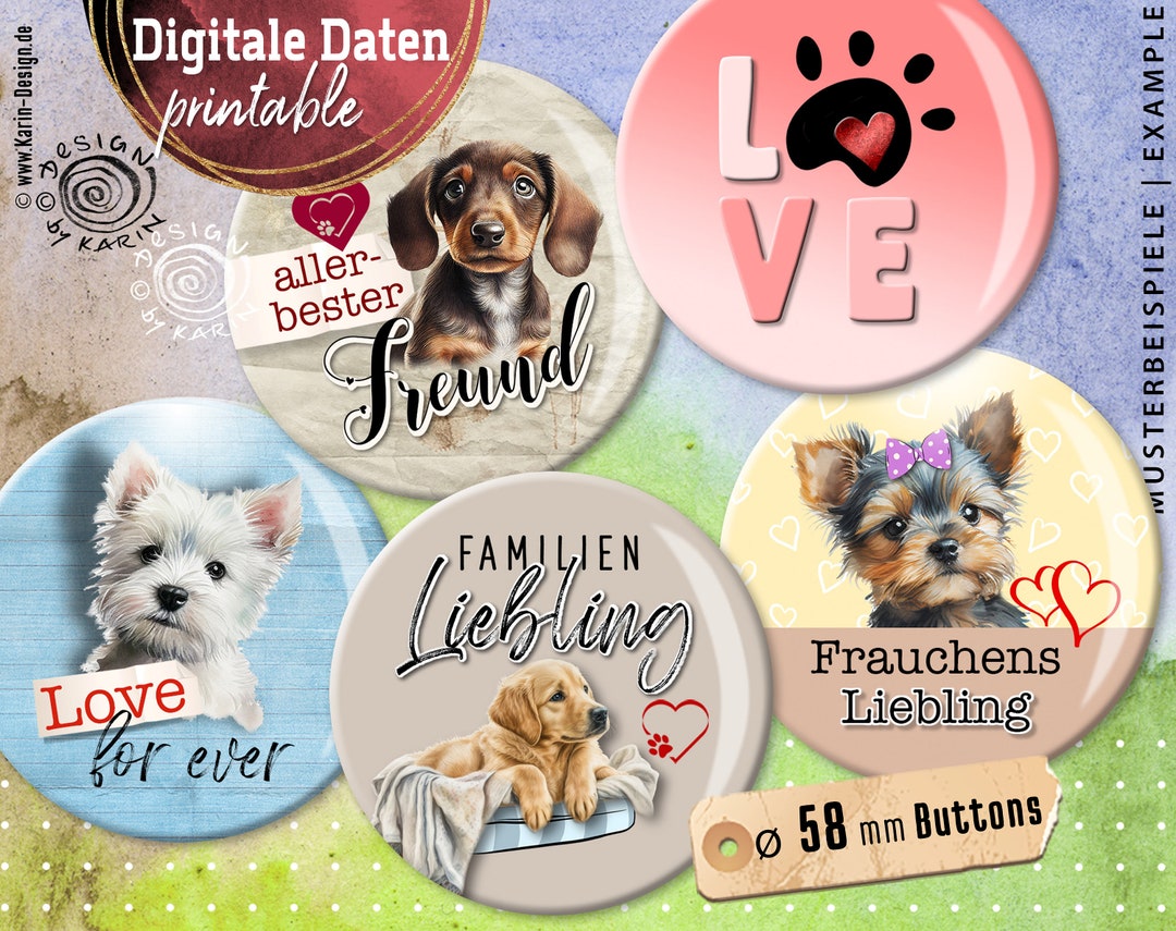 20x Design Button Templates Digital Print Collages Special Size 58 Mm ...