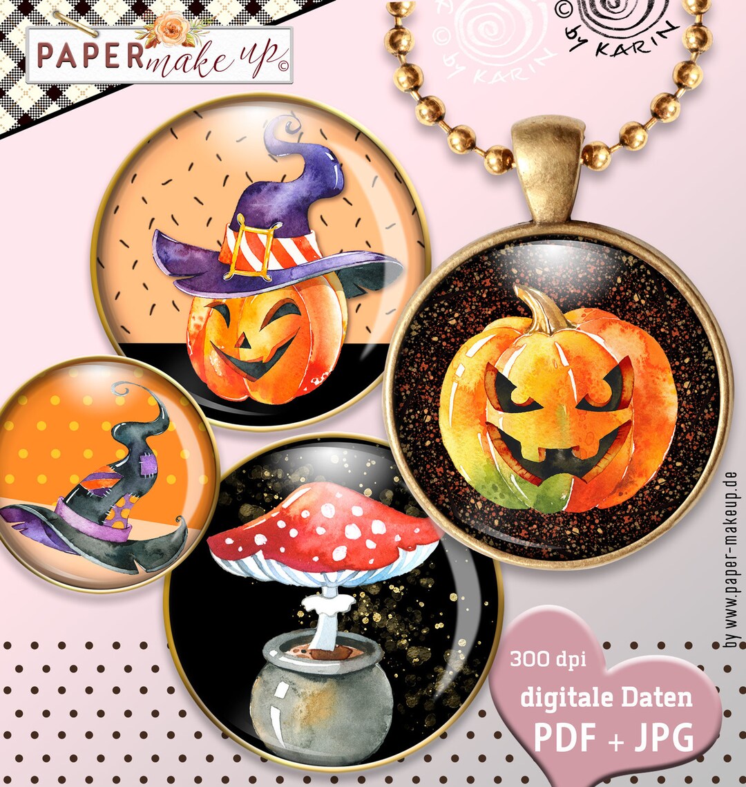 20x Cabochon Design Templates - Digital Collage Sheet - Round Images 5 ...