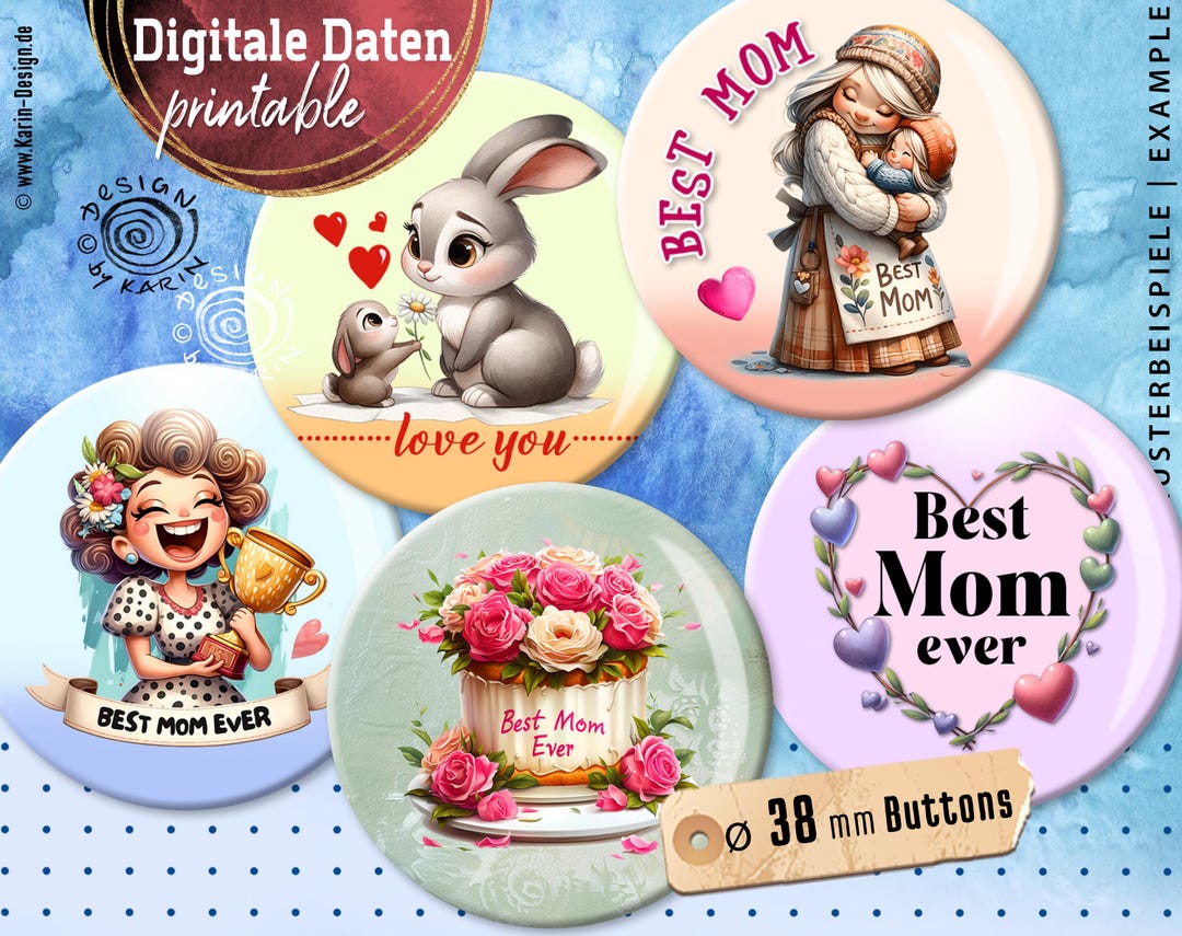 20 Various Design Button Templates - Print Collages Digital - Special ...