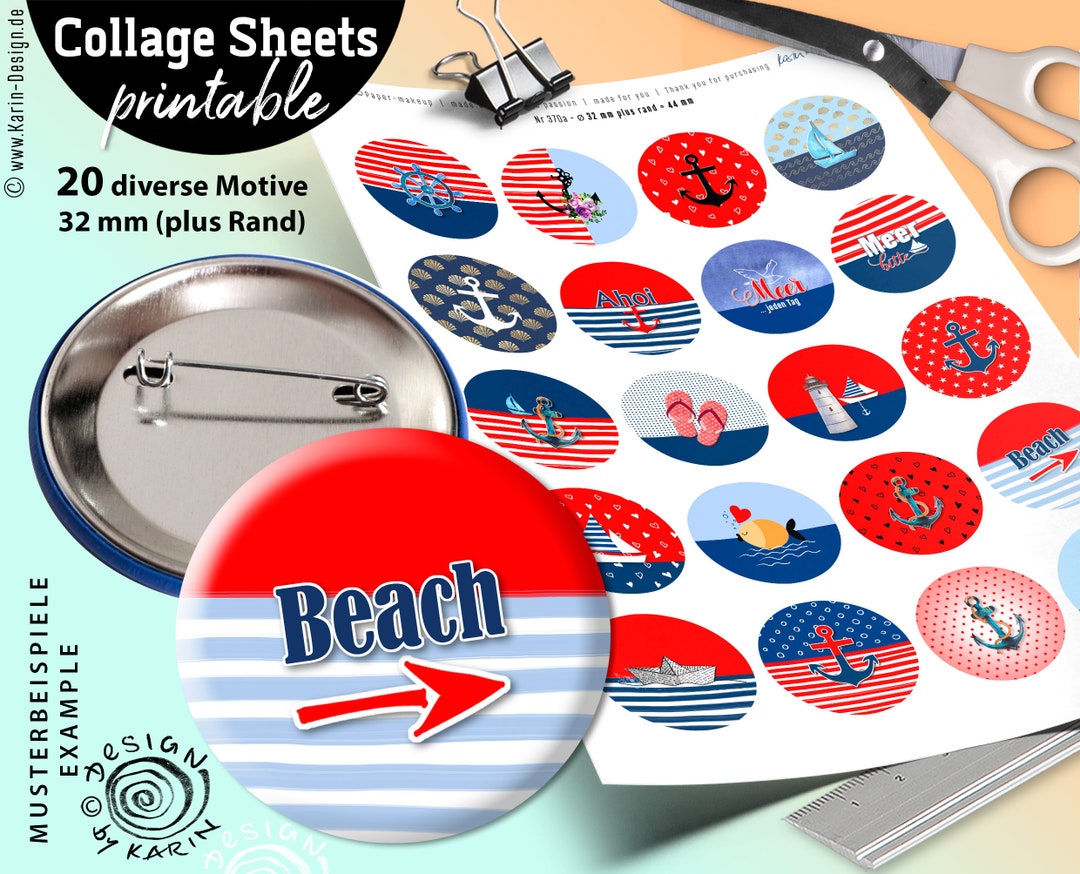 20x Design Button Templates - Print Collages Digital - Special Size 32 ...