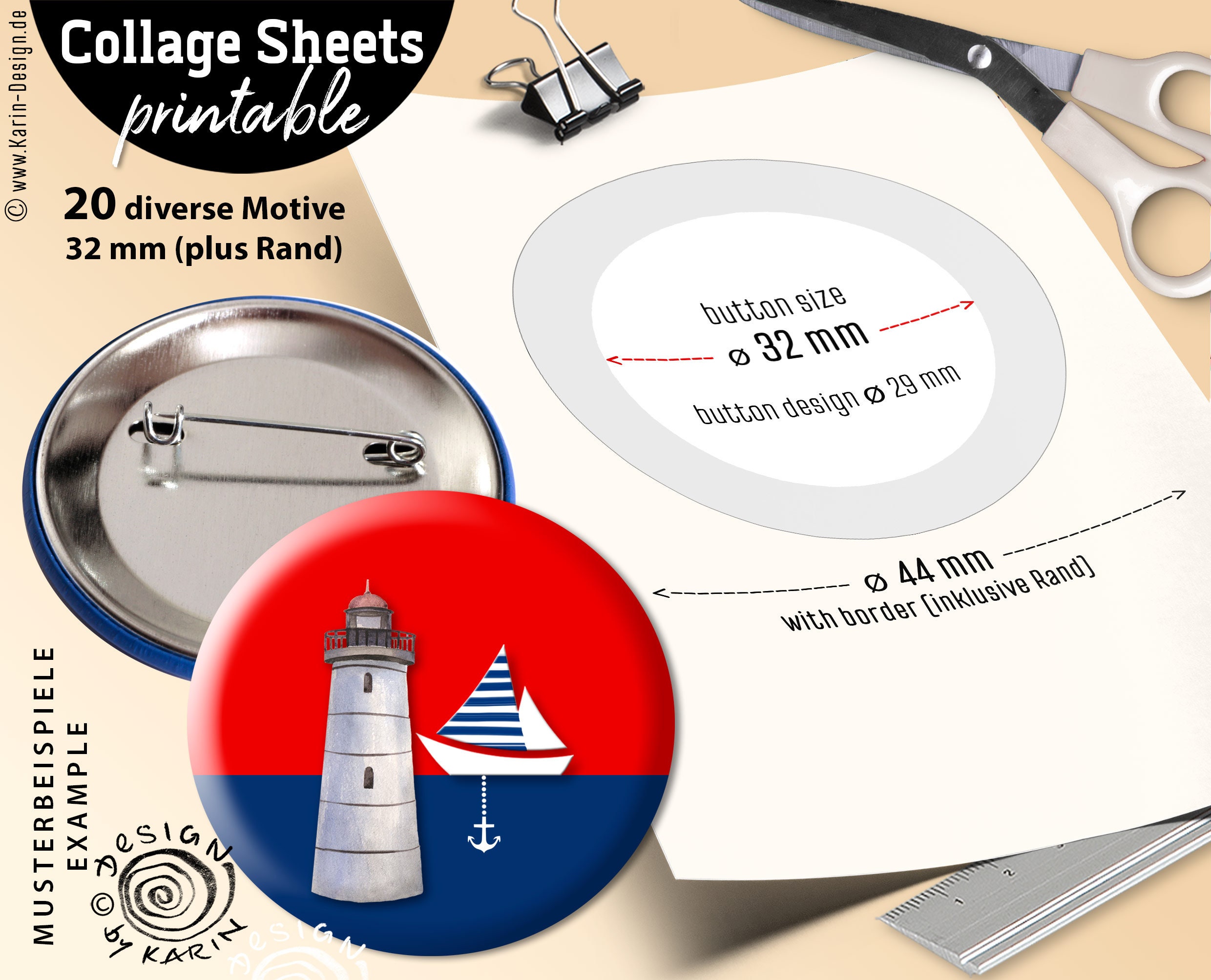 20x Design Button Templates - Print Collages Digital - Special Size 32 ...