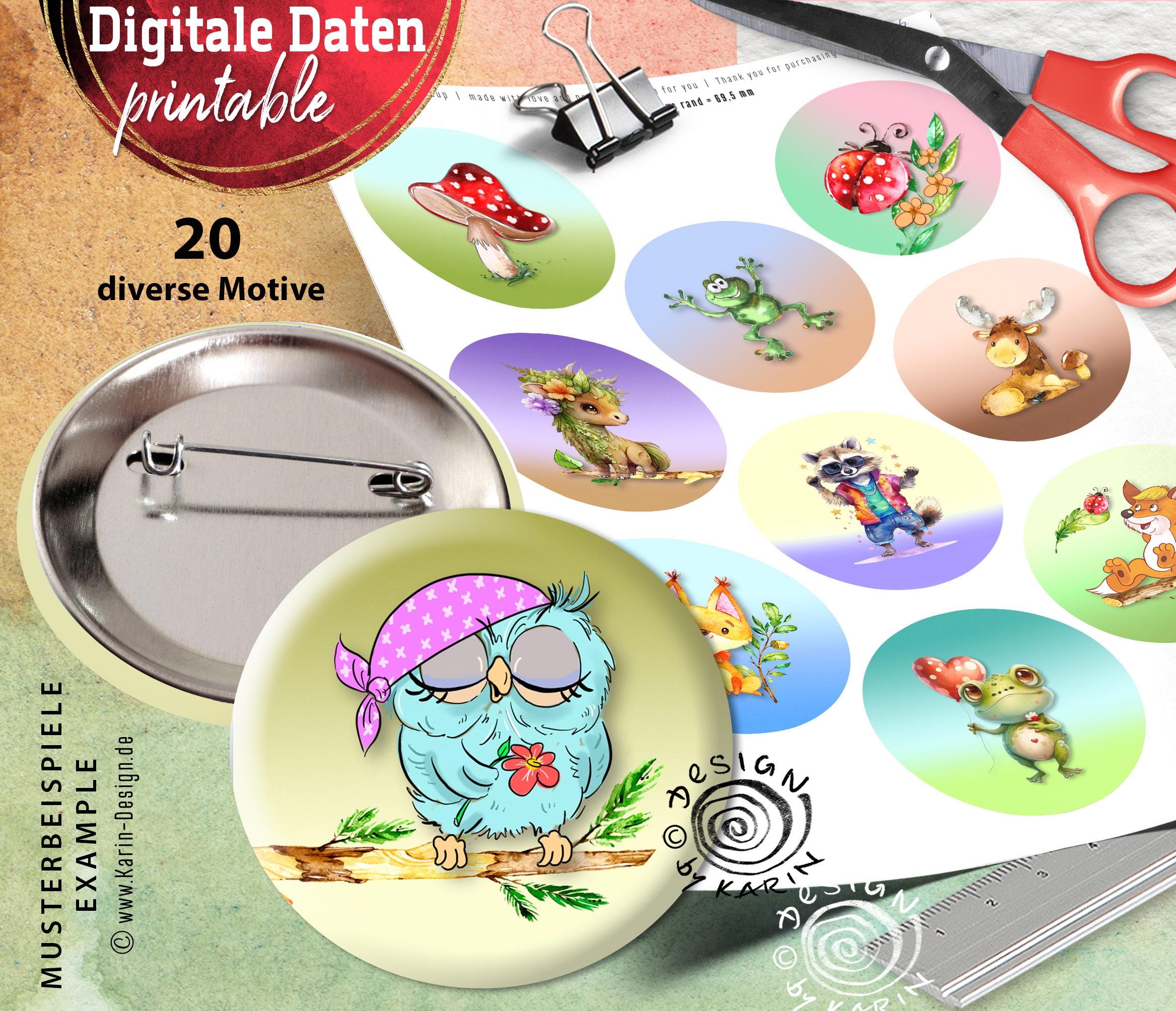 20 Design Button Templates - Digital Print Collages - Special Size 58 ...