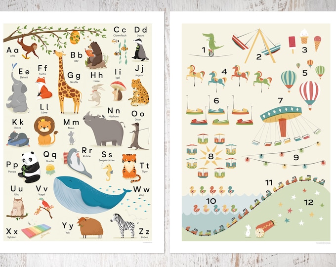 ABC Zahlen-Poster Set DIN B2 - Etsy.de